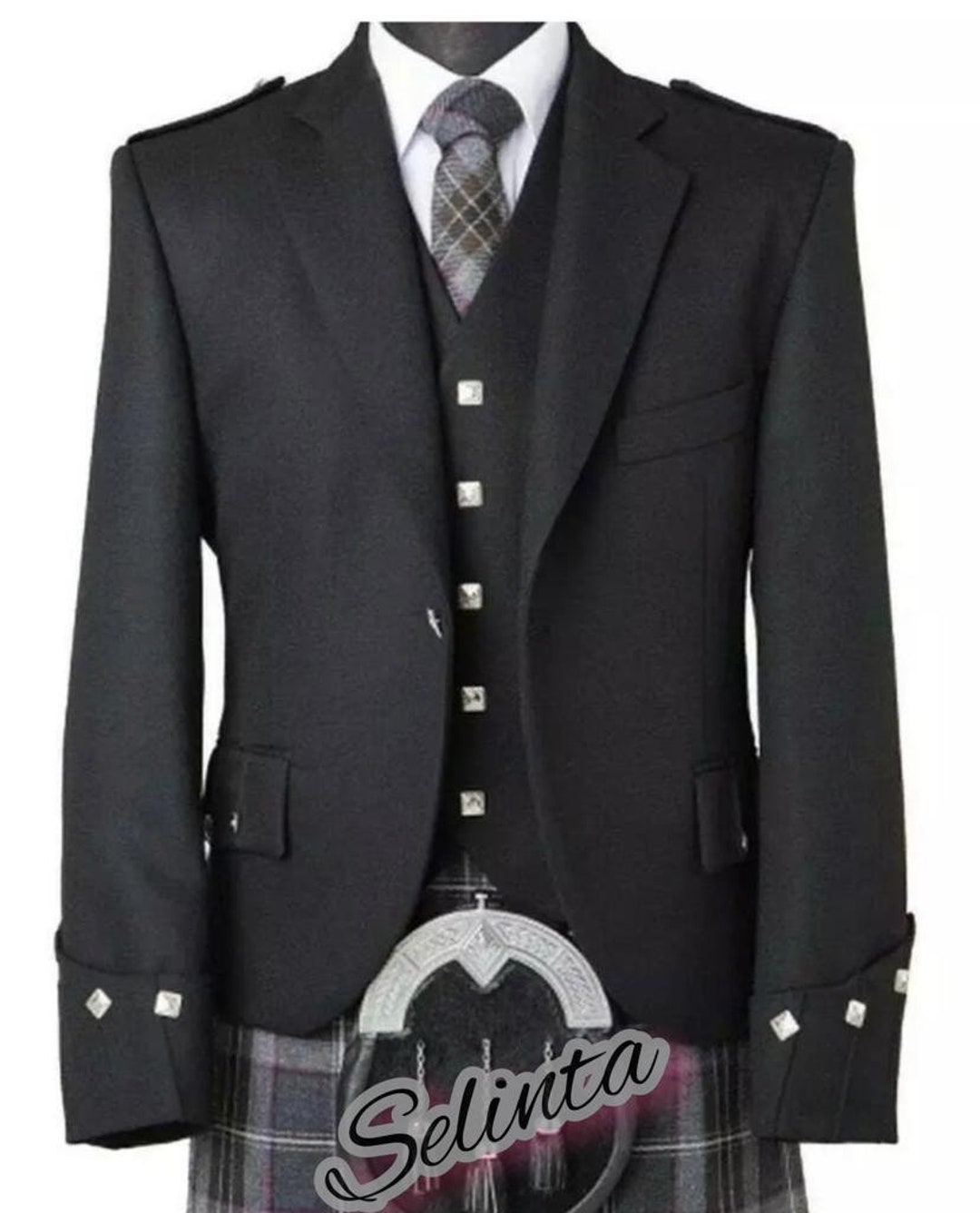 Men's Scottish Handmade Argyle Kilt Jacket With Vest 19th Century ...