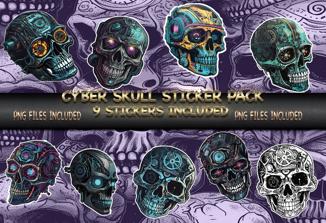Sticker Bundle - Bionic Skulls - 9 High-quality Skull Stickers ...