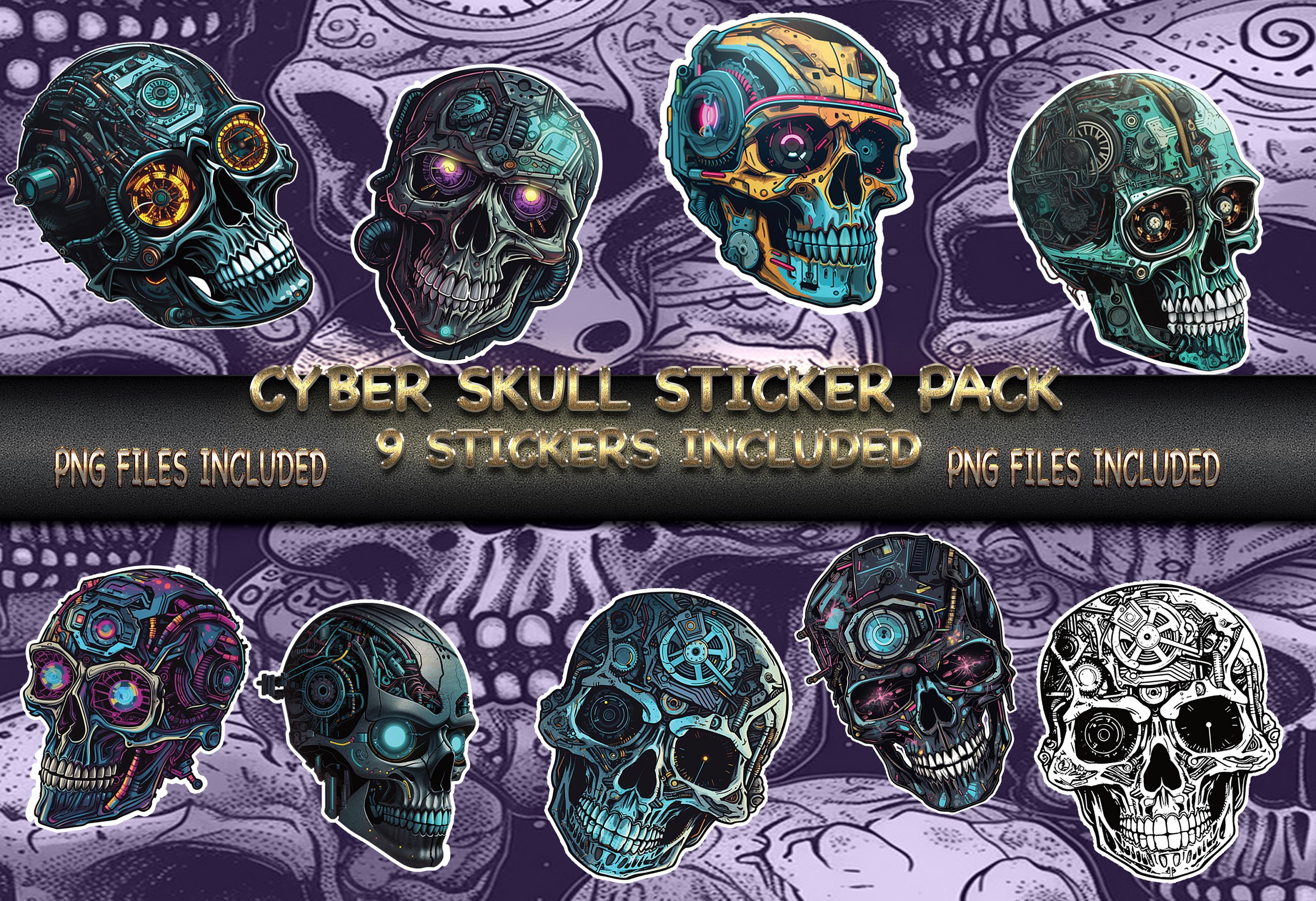 Sticker Bundle - Bionic Skulls - 9 High-quality Skull Stickers ...