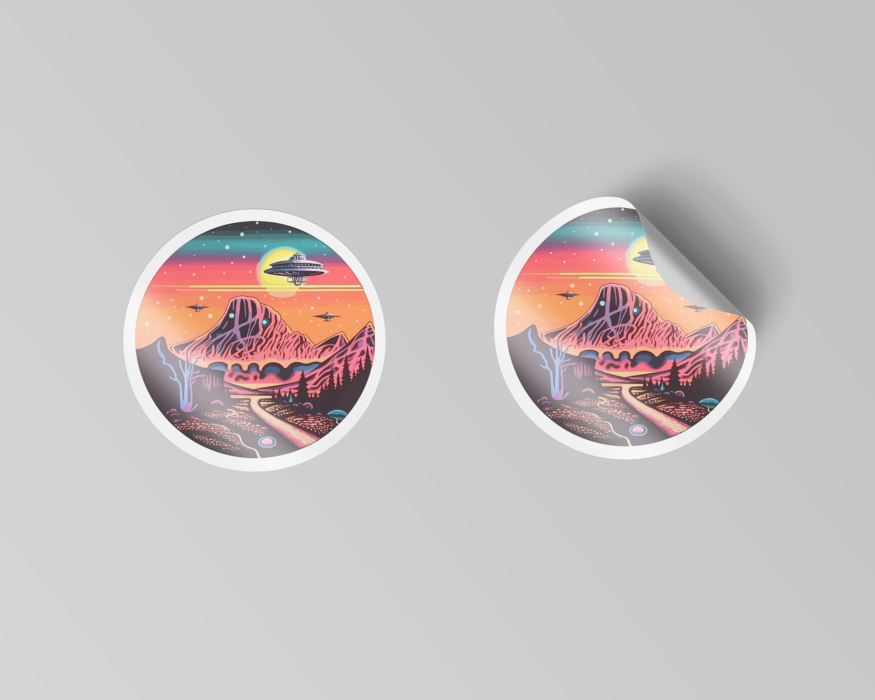 Retro Sci-fi Stickers Set of 4 Vintage-inspired Space-themed Stickers ...