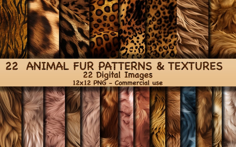 Digital Paper - Animal Fur & Skin Textures - 22 Animal Fur Backgrounds ...