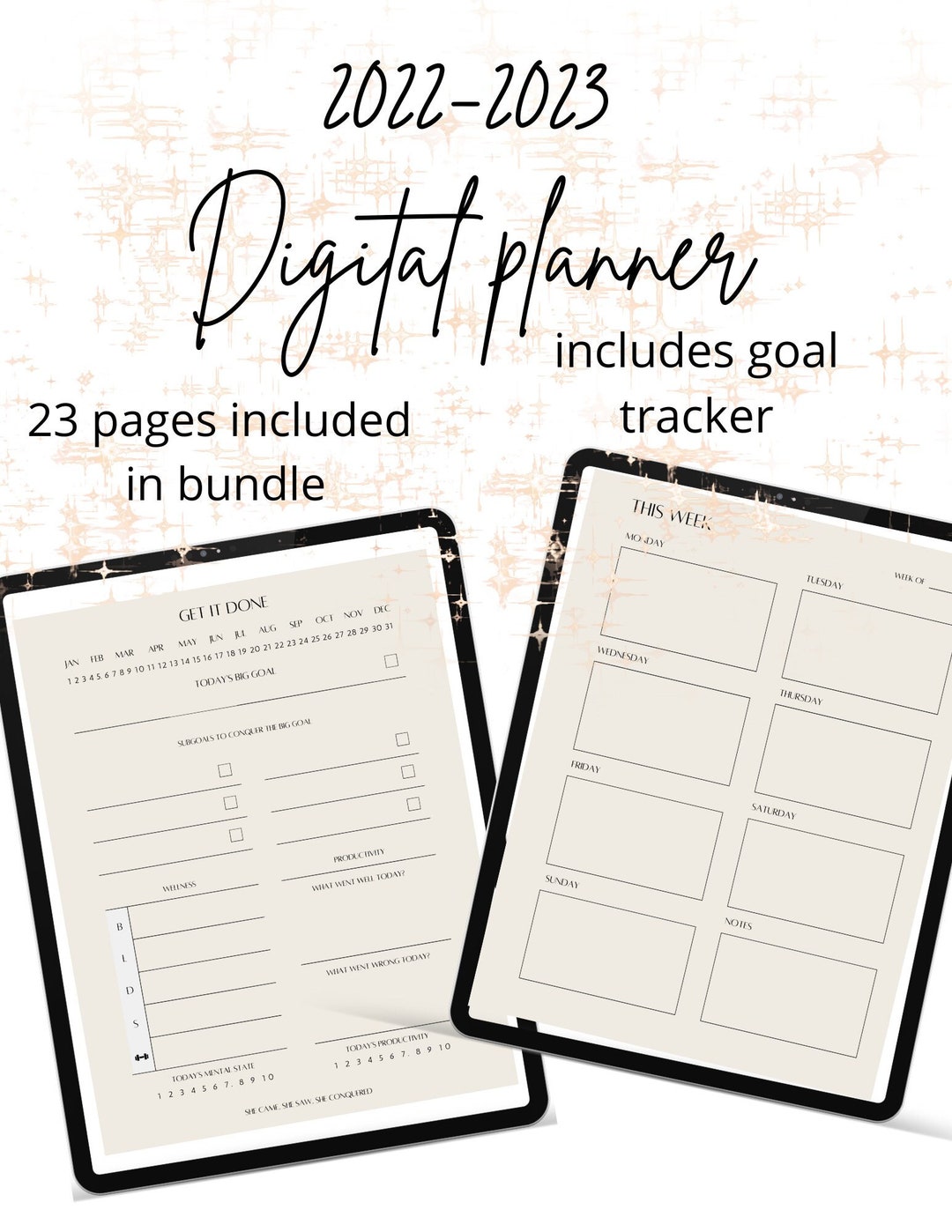 2022-2023 Digital Planner Bundle, Goal Tracker, Good Notes, iPad - Etsy