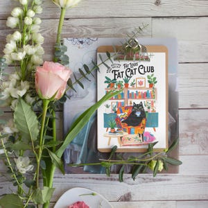 Fat Louis Fat Cat Club – Cute Black Cat Drinking Tea Digital Print ...