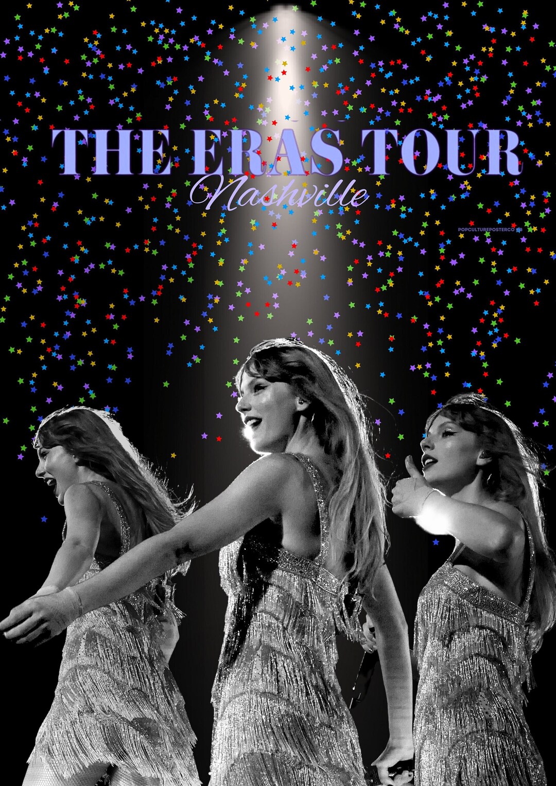 Eras Tour Nashville Poster Print Black and White With Confetti Fanart ...