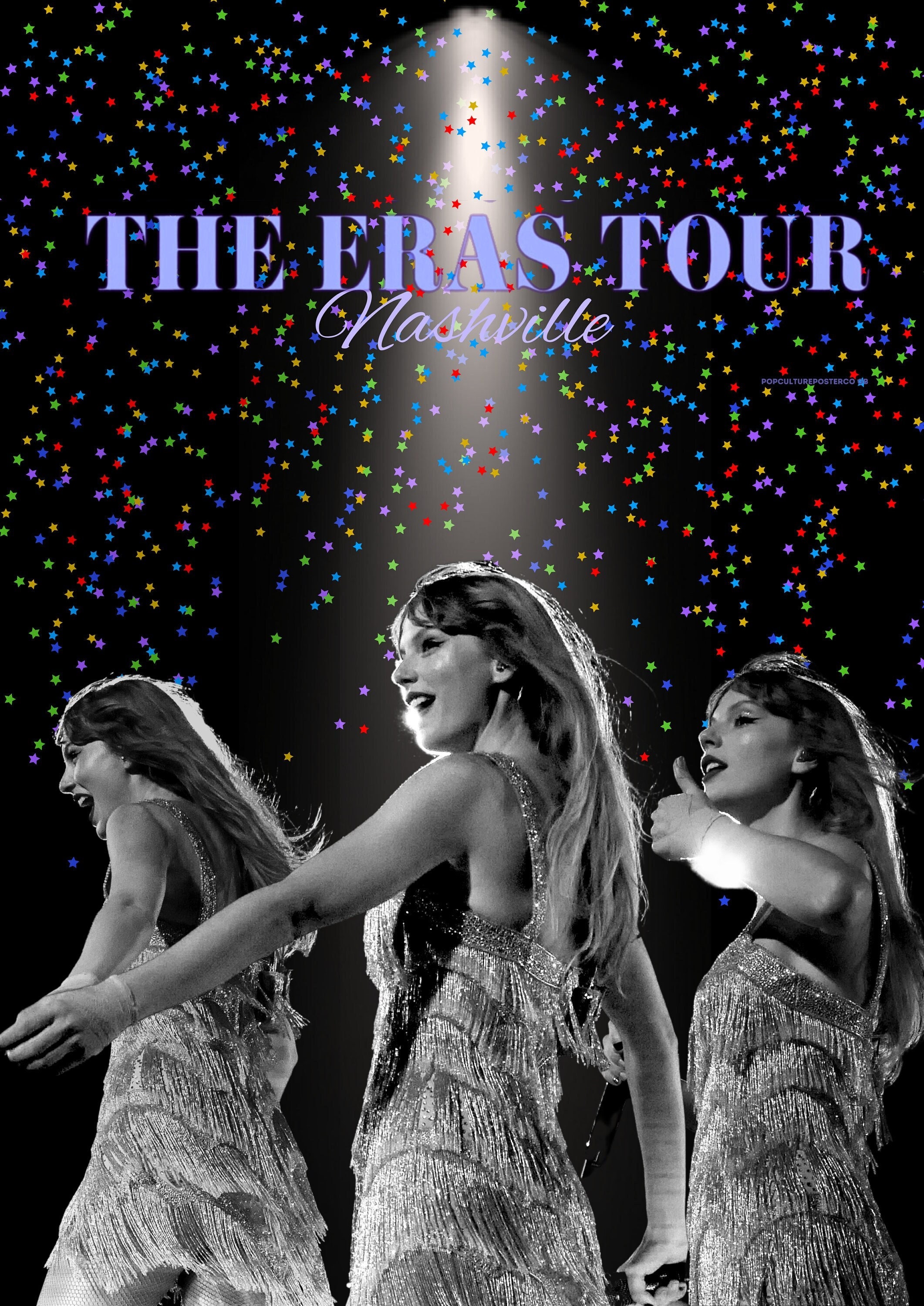 Eras Tour Nashville Poster Print Black and White With Confetti Fanart ...
