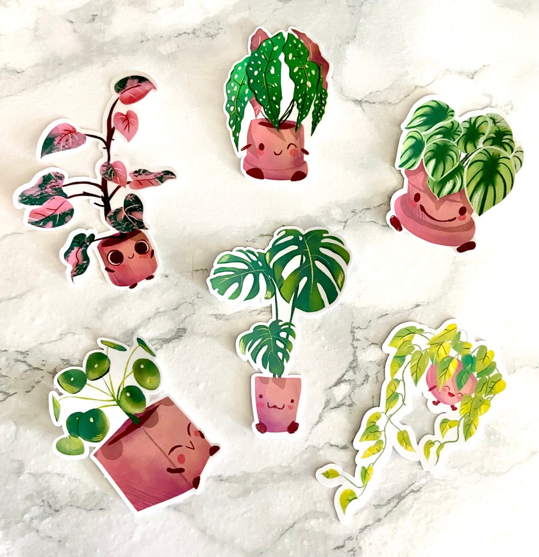 Set of Cute Kawaii Plant Stickers, Vinyl Waterproof Decals - Etsy