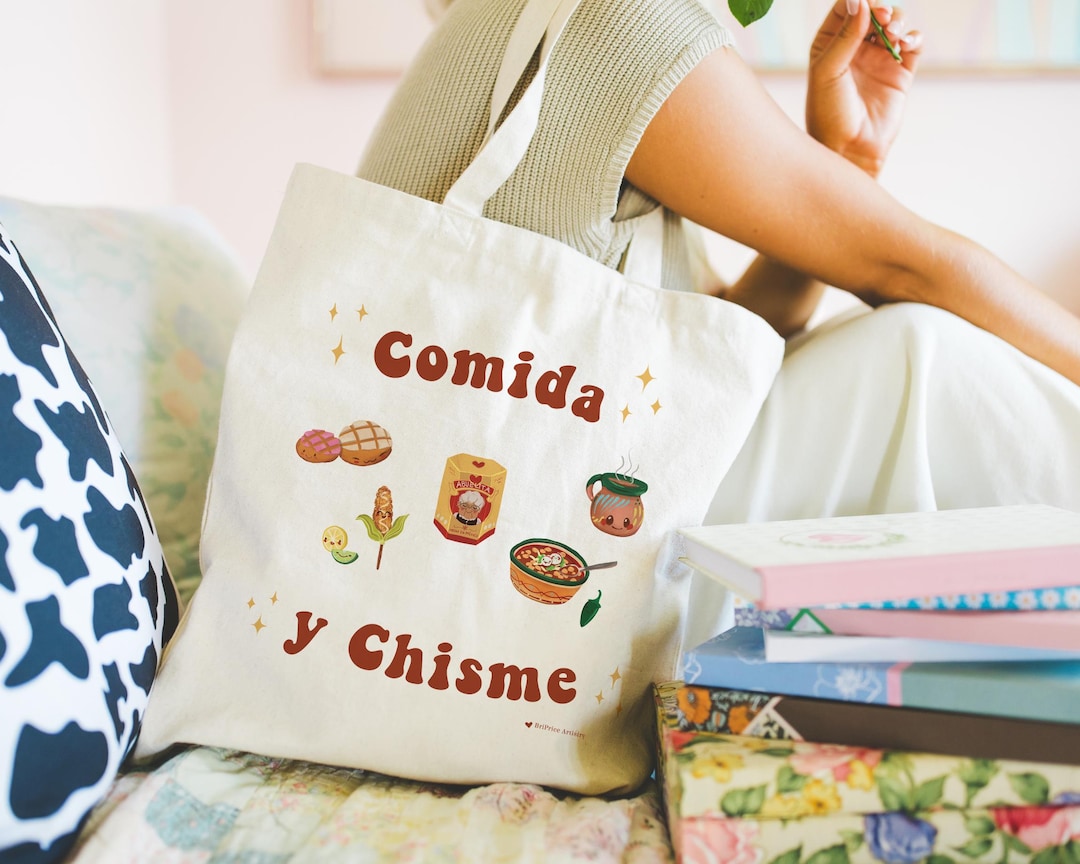 Comida Y Chisme Tote Bag, Funny Mexican Art Bag, Abuelita Bag, Shopping ...