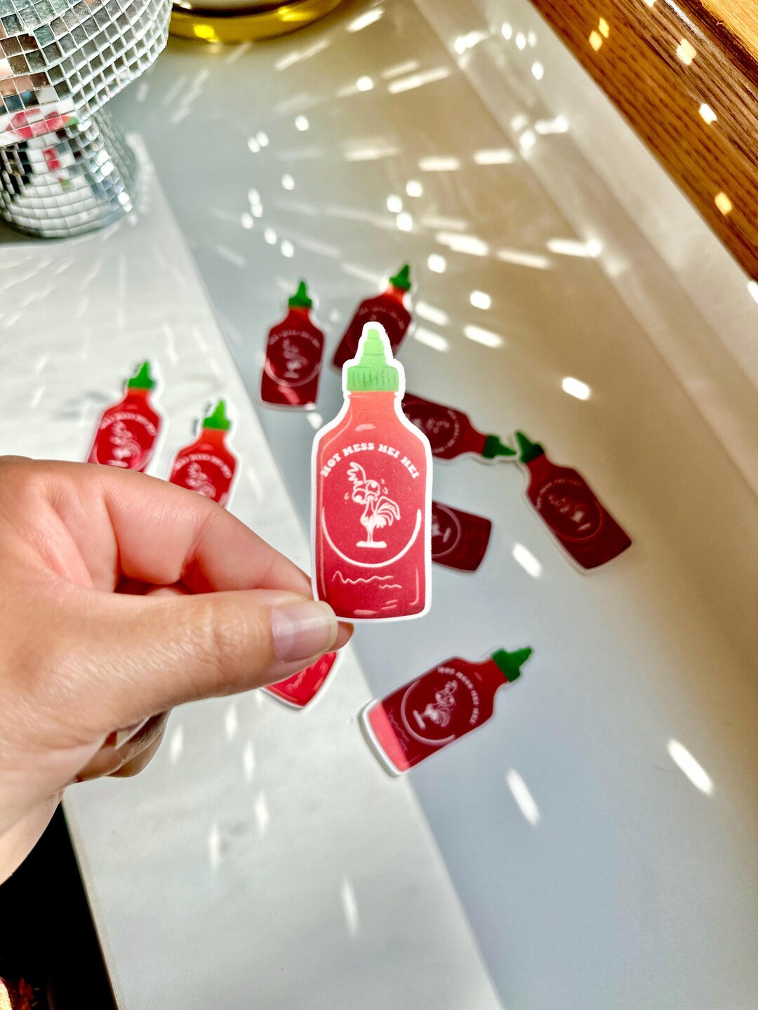 Cute Hot Sauce Sriracha Sticker, Hei-hei, Vinyl Waterproof Decal ...