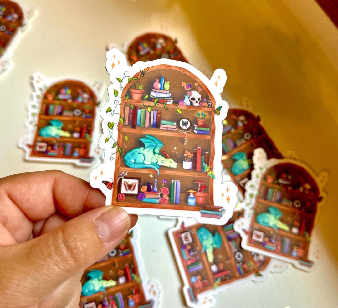 Fantasy Book Sticker, Dragon Bookshelf Vinyl Sticker, Bookish Merch - Etsy