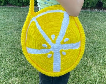Crochet Lemon Slice Bag - Etsy