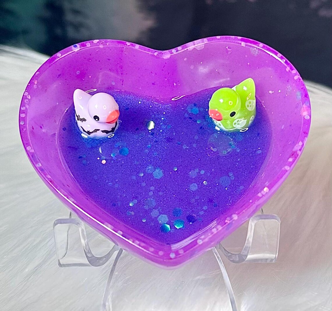Spooky Glowing Duck Pond Ring Dish / Rubber Duckie Ring Bowl / Handmade ...