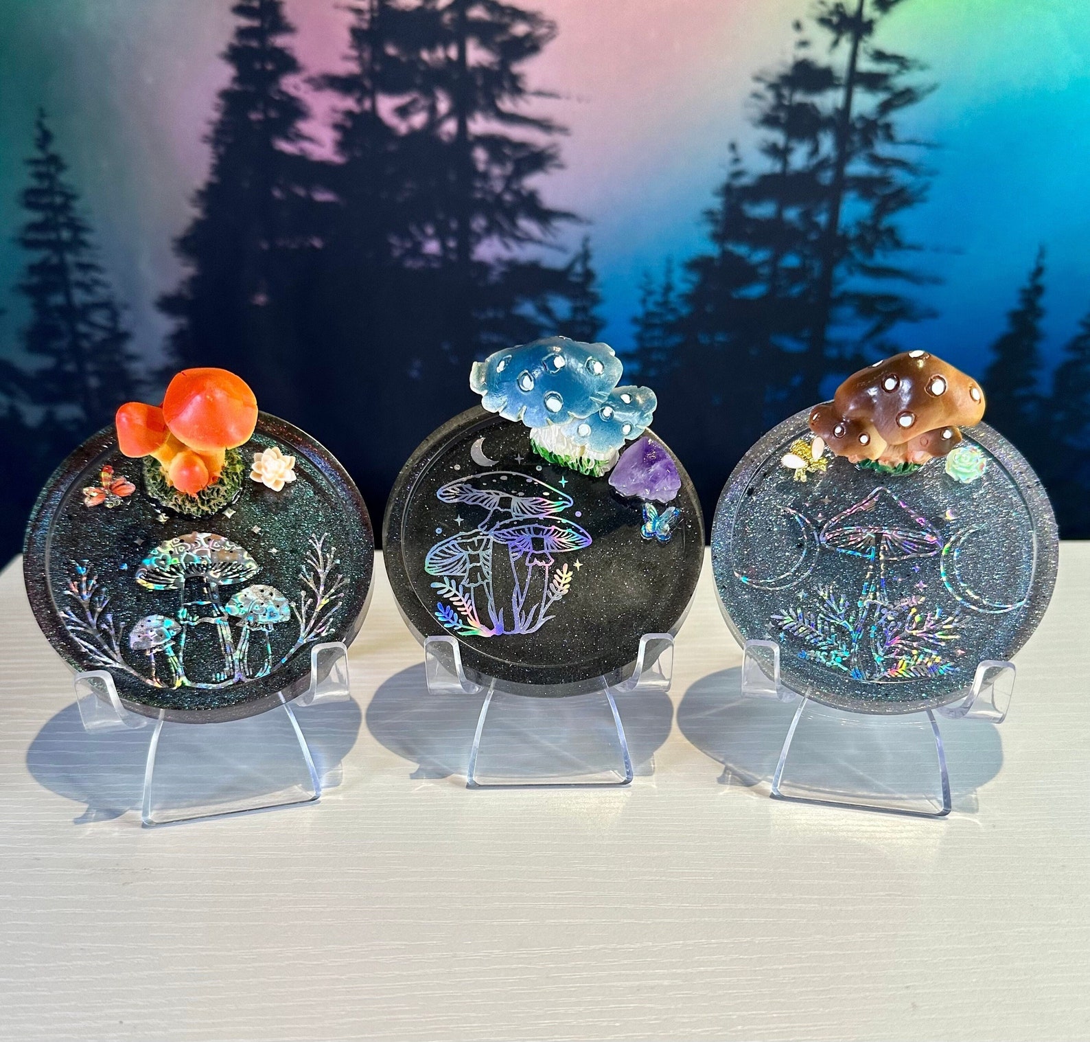 Mushroom Ring Dish / Resin Jewelry Tray / Handmade Decor / Trinket Tray ...