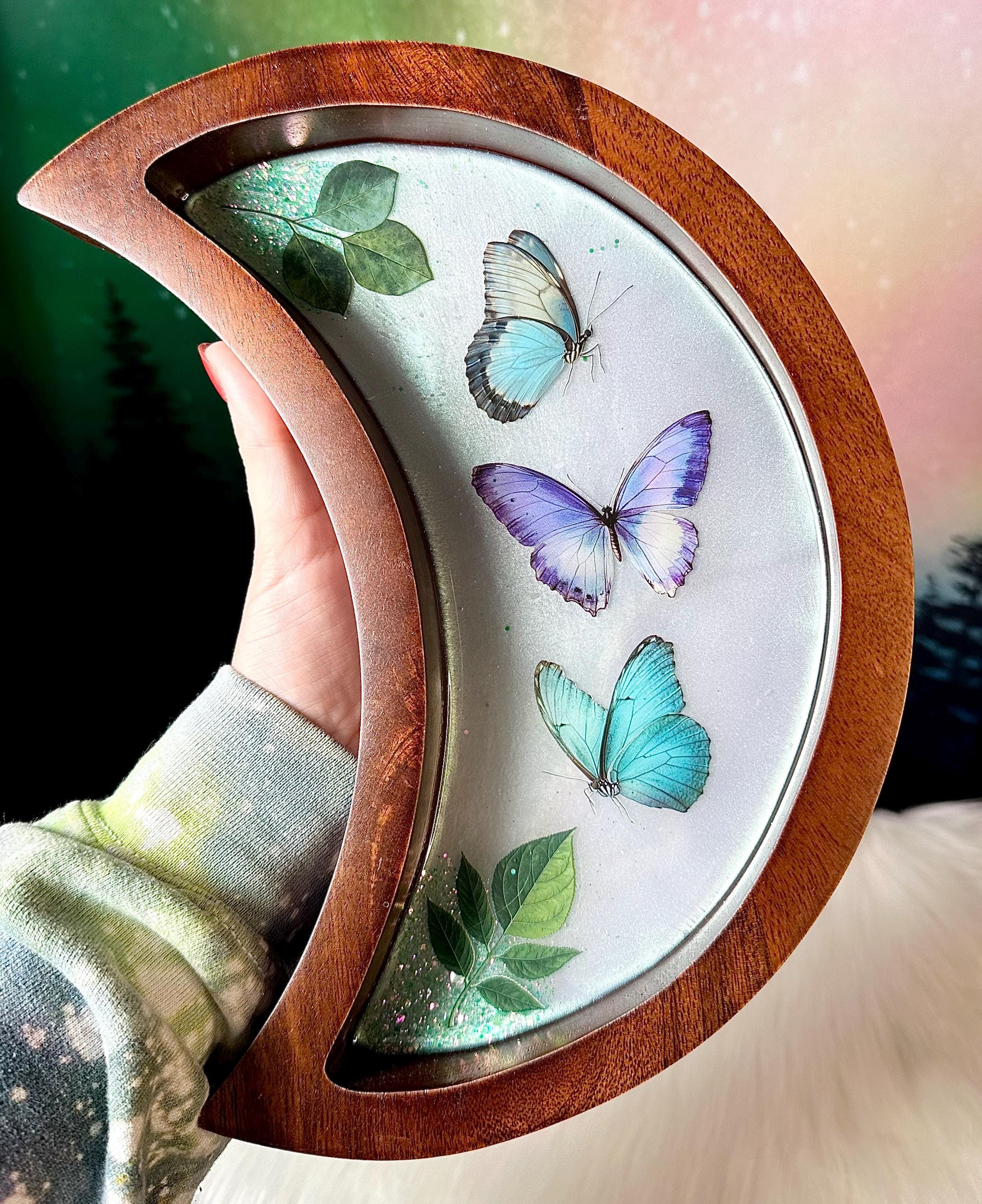 Butterfly Moon Tray / Mango Wood / Wooden Moon Bowl / Handmade Home ...