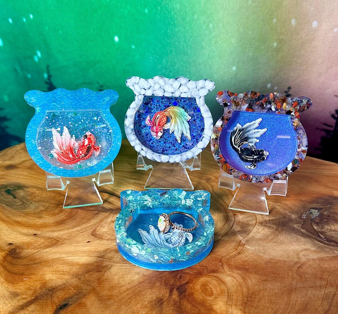 Fish Bowl Ring Dish / Resin Jewelry Tray / Ring Bowl / Handmade Home ...