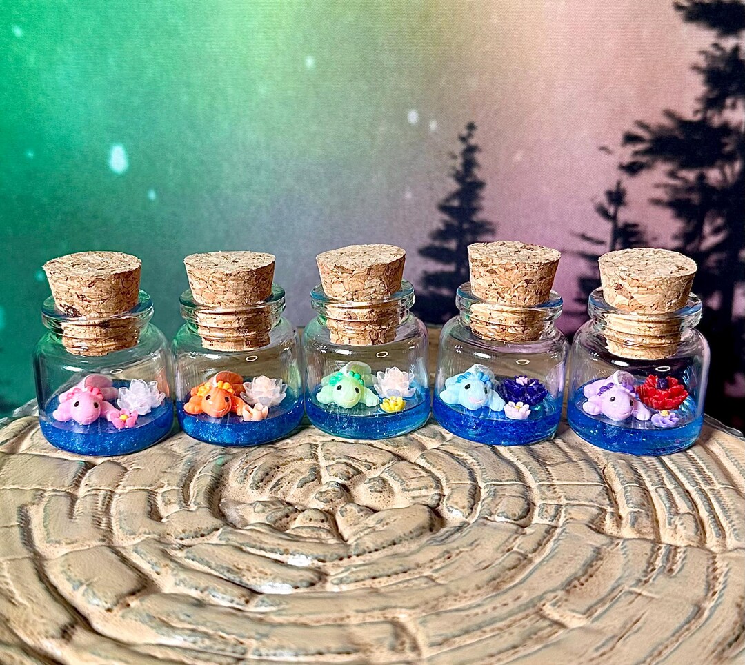 Mini Size: Axolotl Babies in a Bottle Aka Tiny Terrarium Buddies ...
