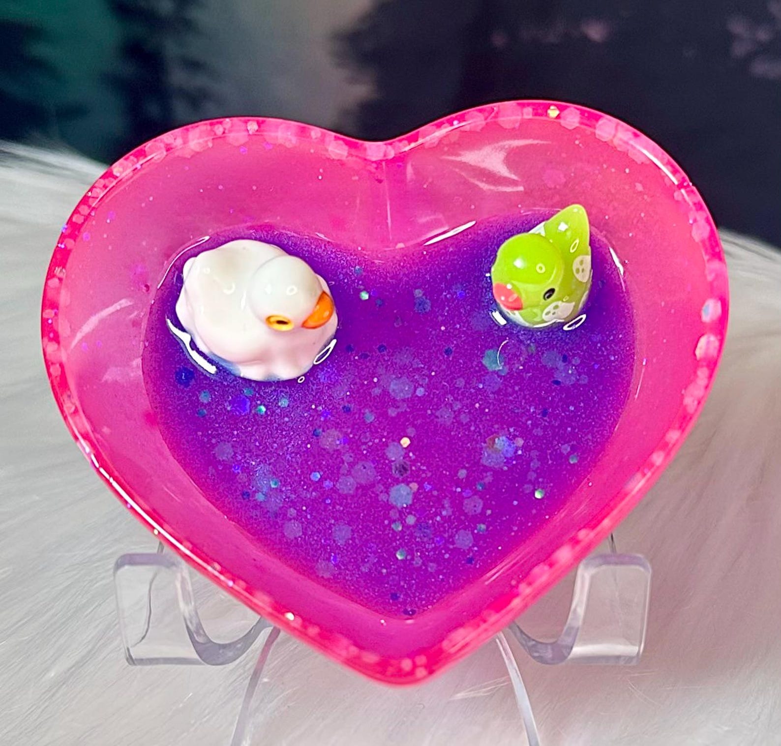 Spooky Glowing Duck Pond Ring Dish / Rubber Duckie Ring Bowl / Handmade ...