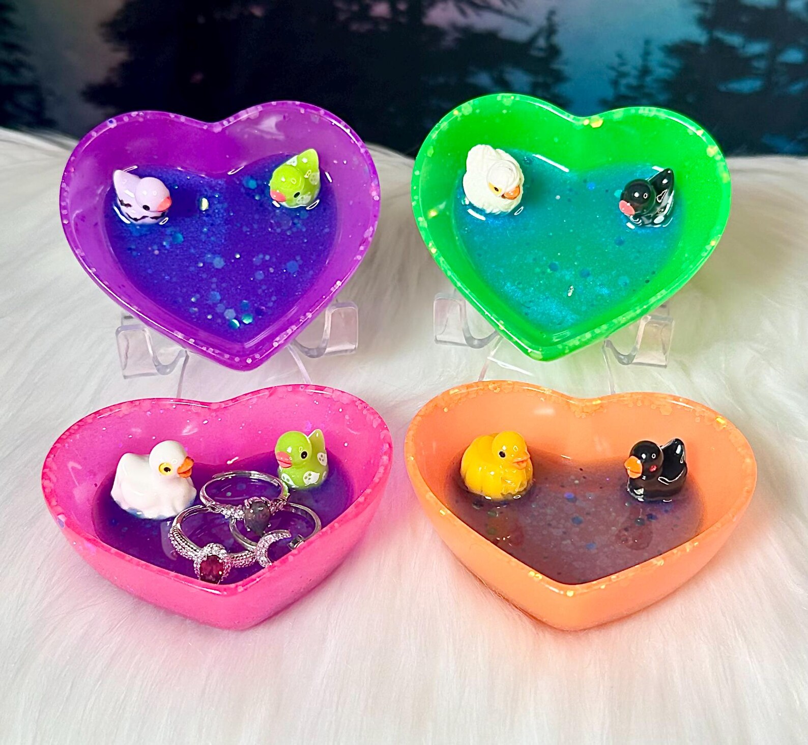 Spooky Glowing Duck Pond Ring Dish / Rubber Duckie Ring Bowl / Handmade ...