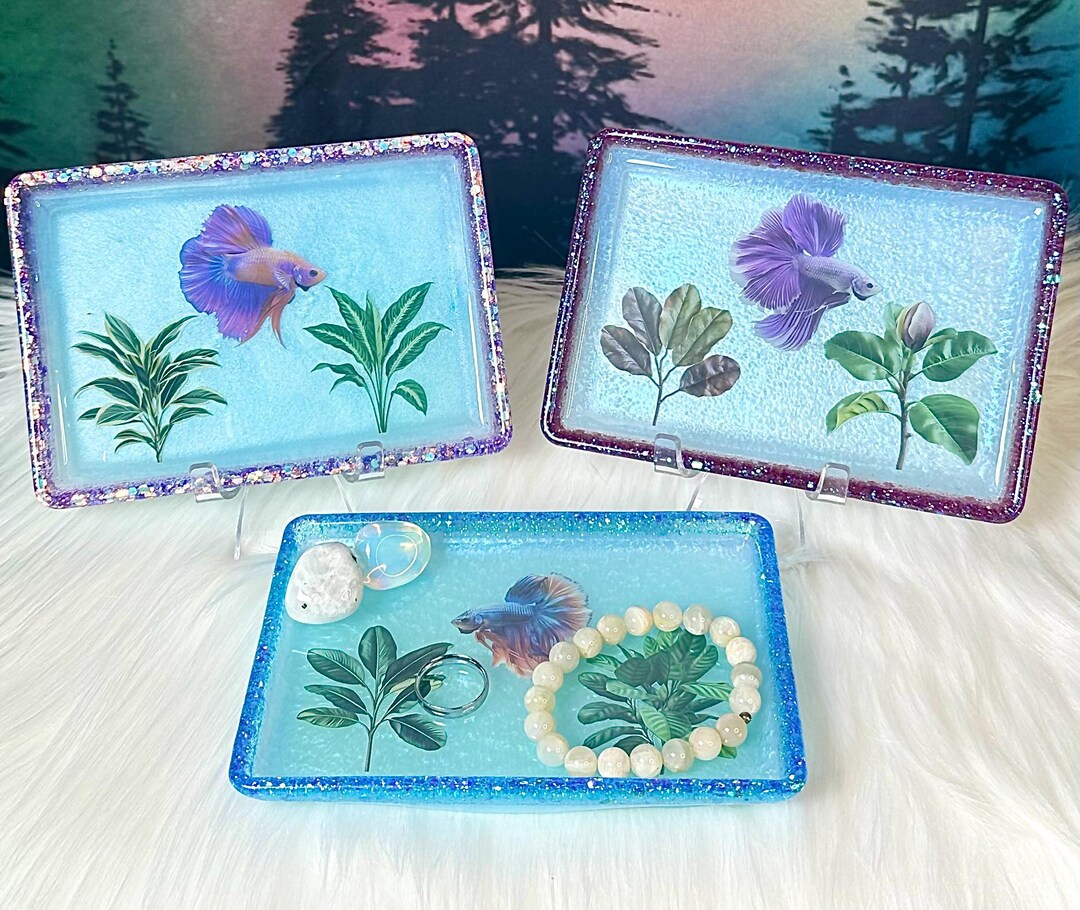 Betta Fish Trinket Tray / Resin Jewelry Tray / Ring Bowl / Handmade ...