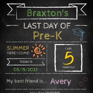Last Day of School Chalkboard Sign Printable, Chalkboard School Signs ...