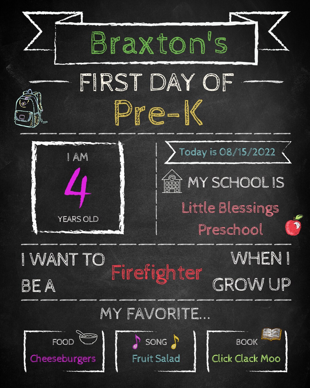 First Day of School Chalkboard Sign Printable, Chalkboard School Signs ...