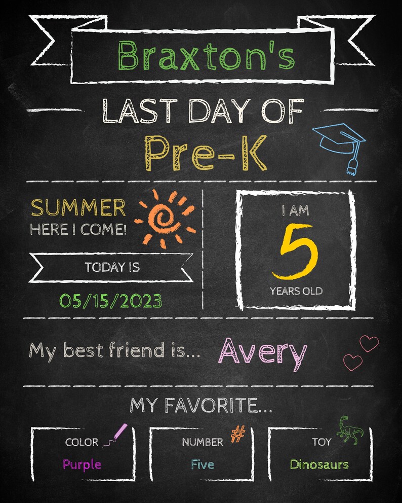 Last Day of School Chalkboard Sign Printable Chalkboard - Etsy