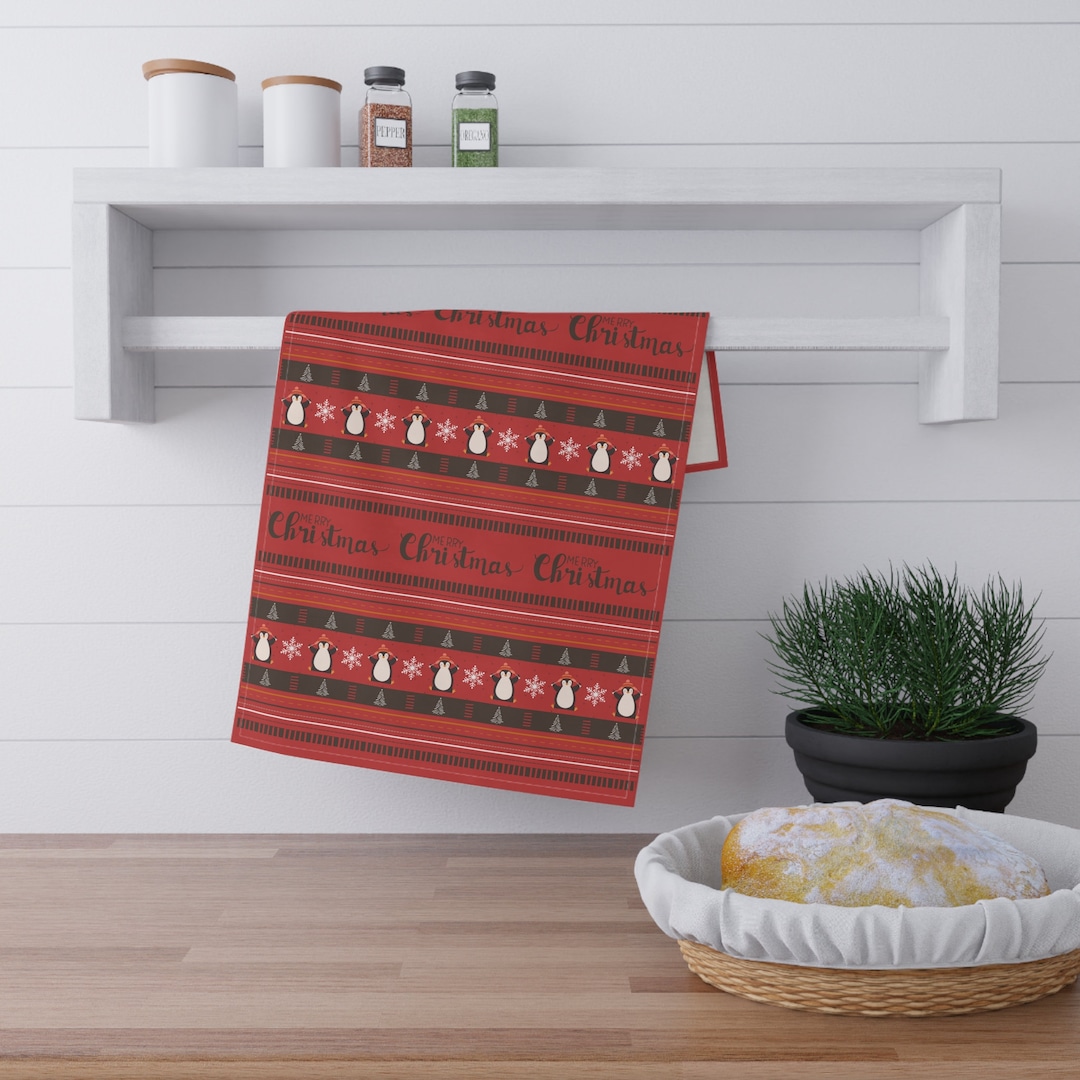 Merry Christmas Kitchen Towel Festive Kitchen Towel - Etsy
