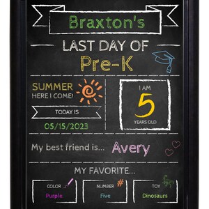 Last Day of School Chalkboard Sign Printable, Chalkboard School Signs ...