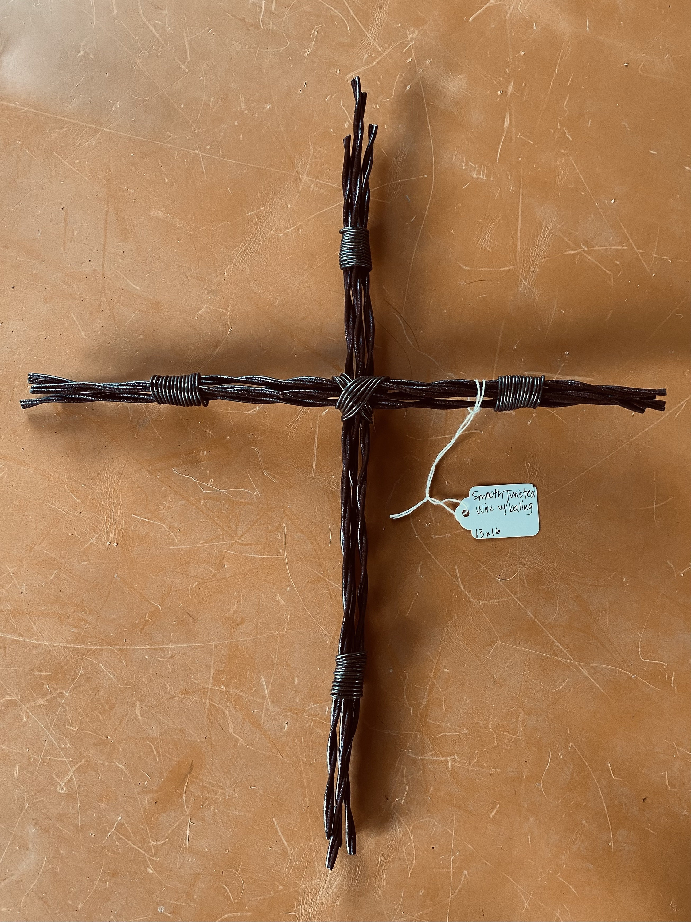 Smooth Twisted Wire Cross With Baling Wire Accents Approximately 16 ...