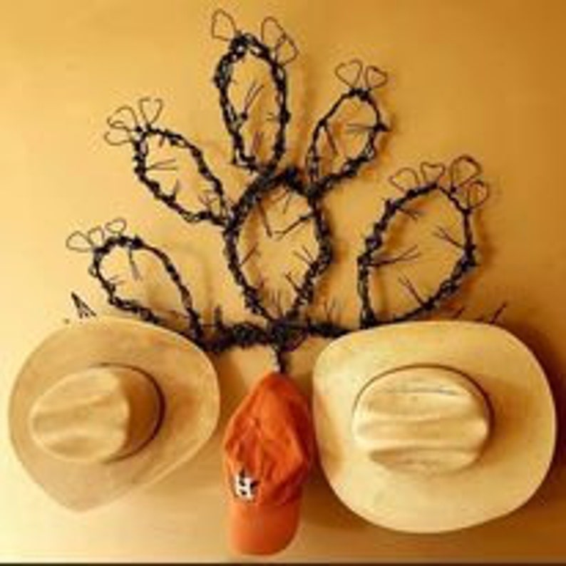 Barbed-wire Cactus Hat Rack - Etsy