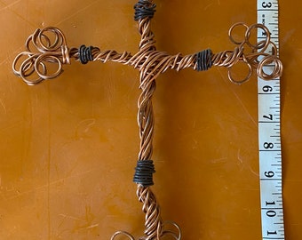 Antique Barbed Wire Cross With Twisted Copper Accents Approximately 13 ...