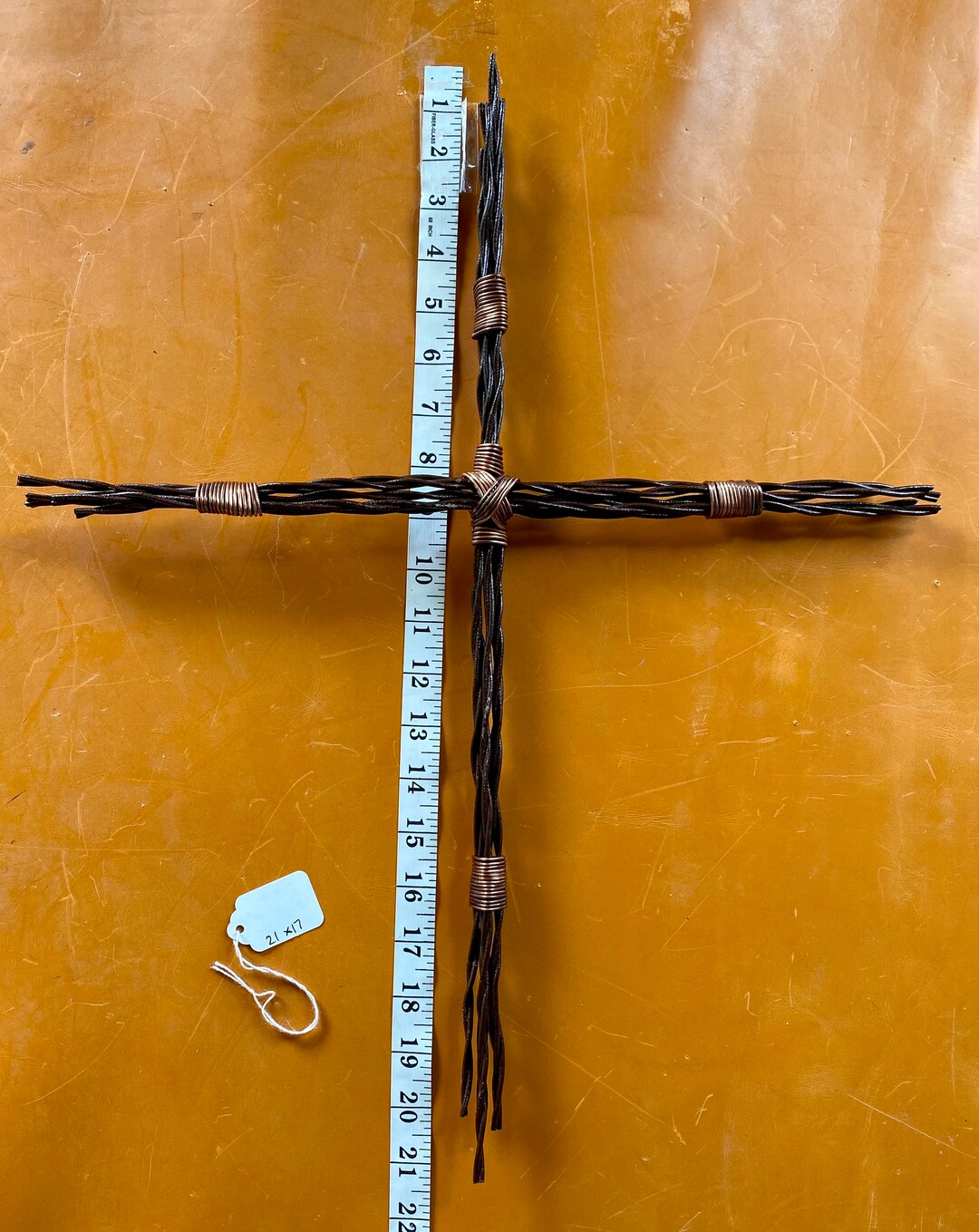 Smooth Twisted Wire Cross With Copper Accents Approximately 21 Tall and ...