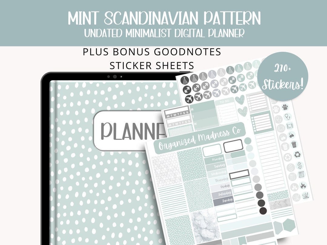 Undated Goodnotes Planner | Mint Minimalist Scandinavian Pattern ...