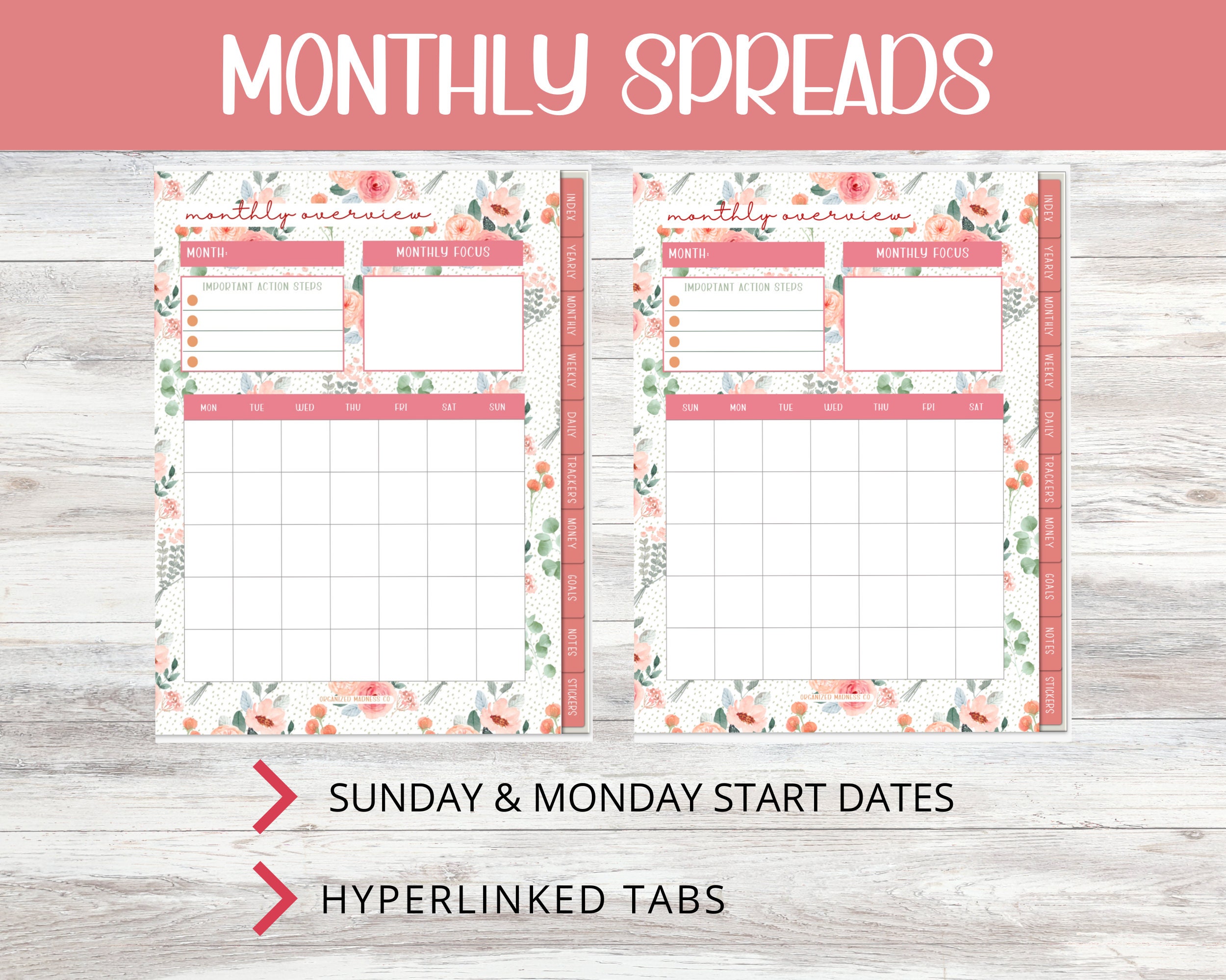 Highland Cow Undated Digital Planner | Watercolor Floral Goodnotes ...