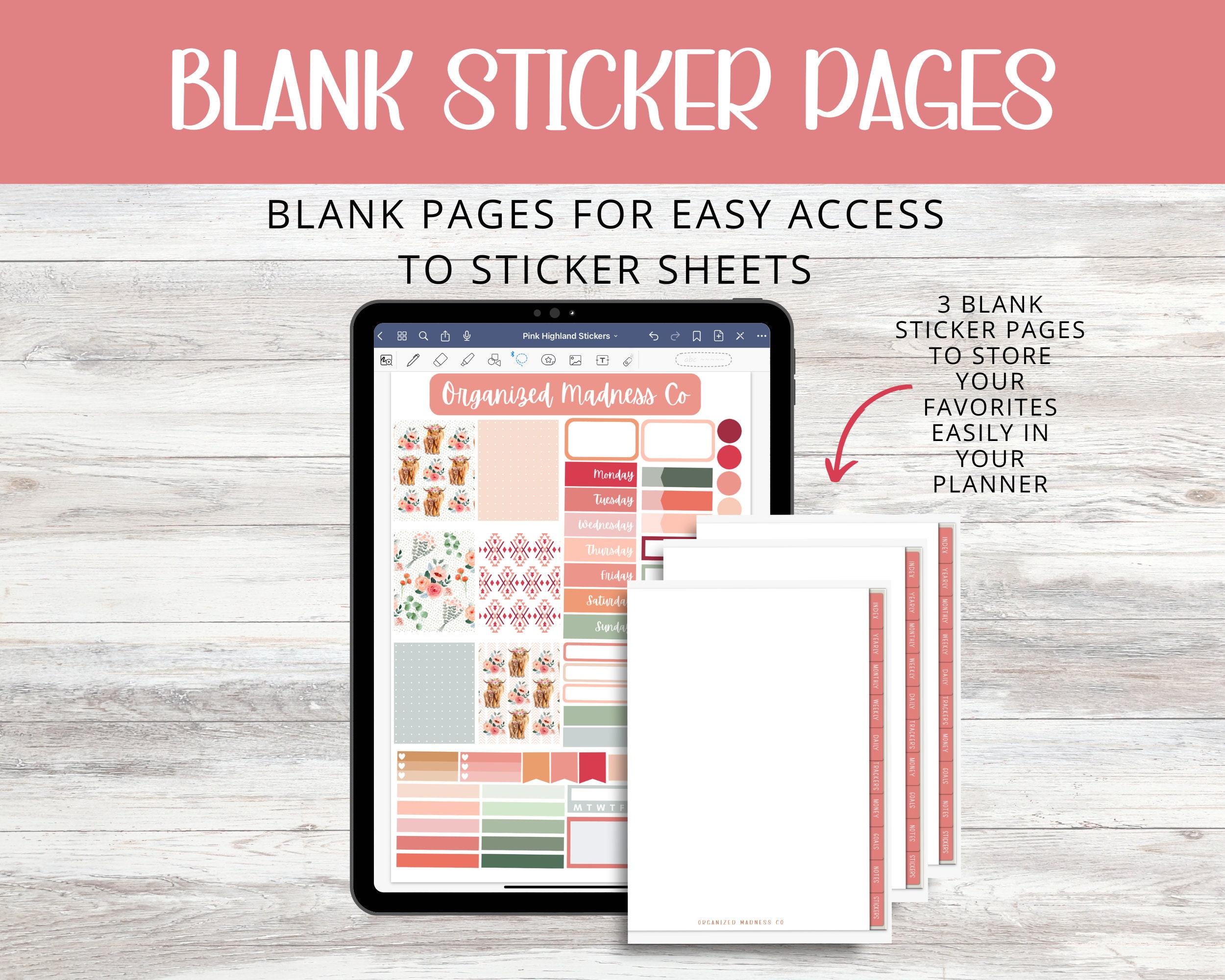 Highland Cow Undated Digital Planner | Watercolor Floral Goodnotes ...