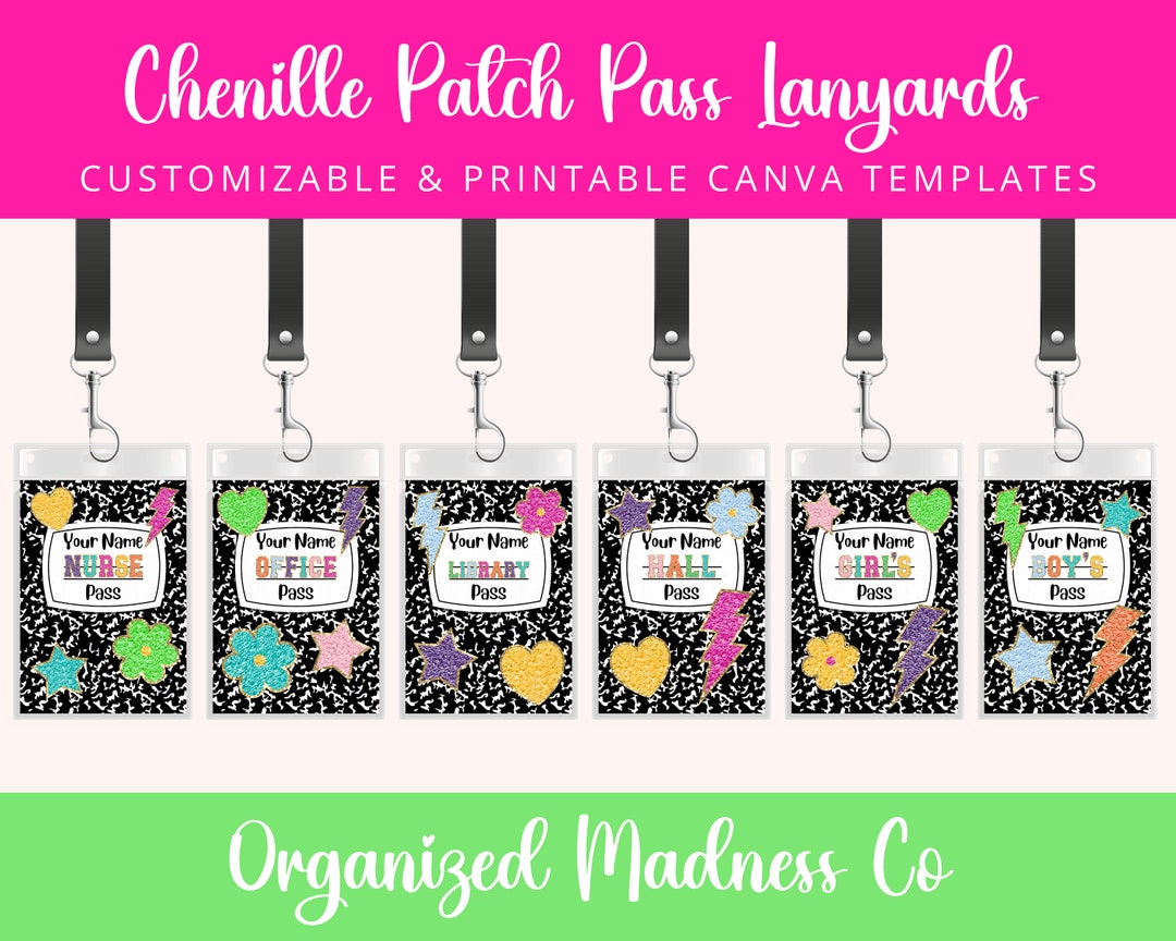 Classroom Hall Pass Lanyards for Teachers, Customizable and Printable ...