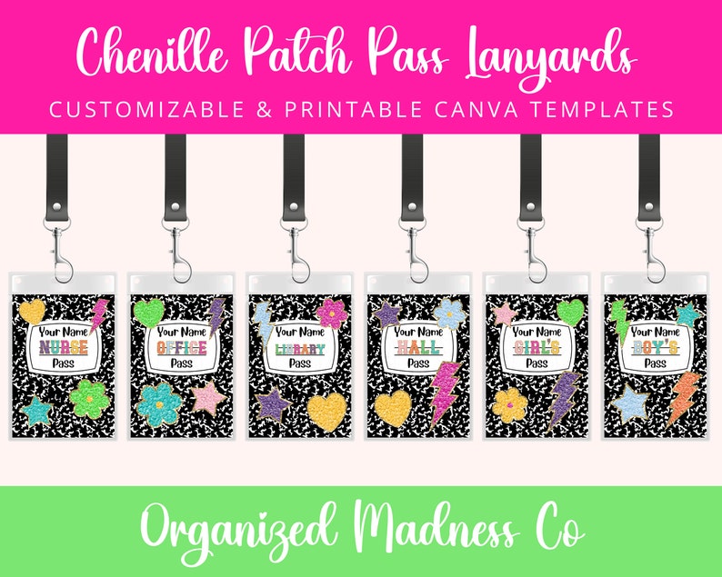 Classroom Hall Pass Lanyards for Teachers, Customizable and Printable ...