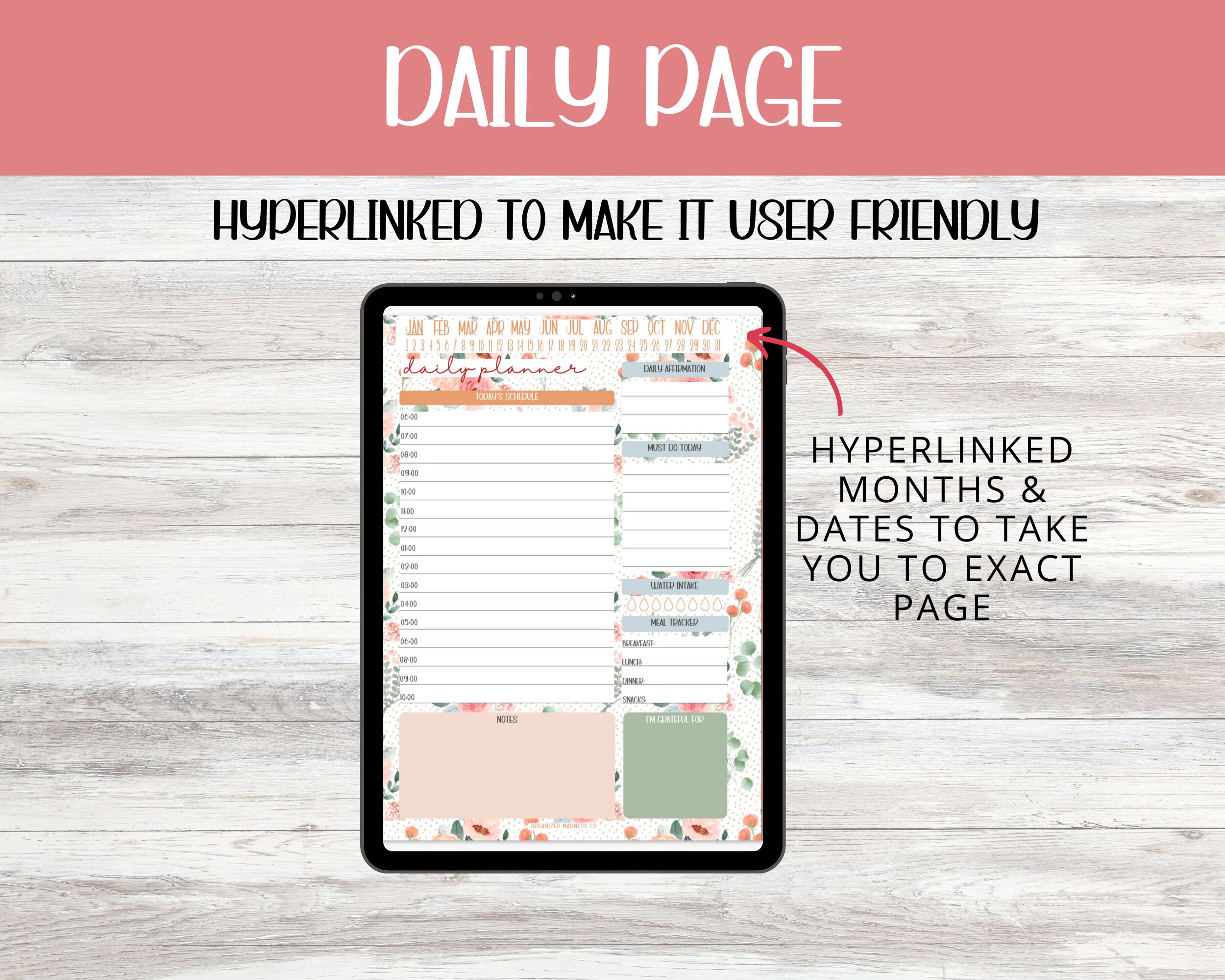 Highland Cow Undated Digital Planner | Watercolor Floral Goodnotes ...