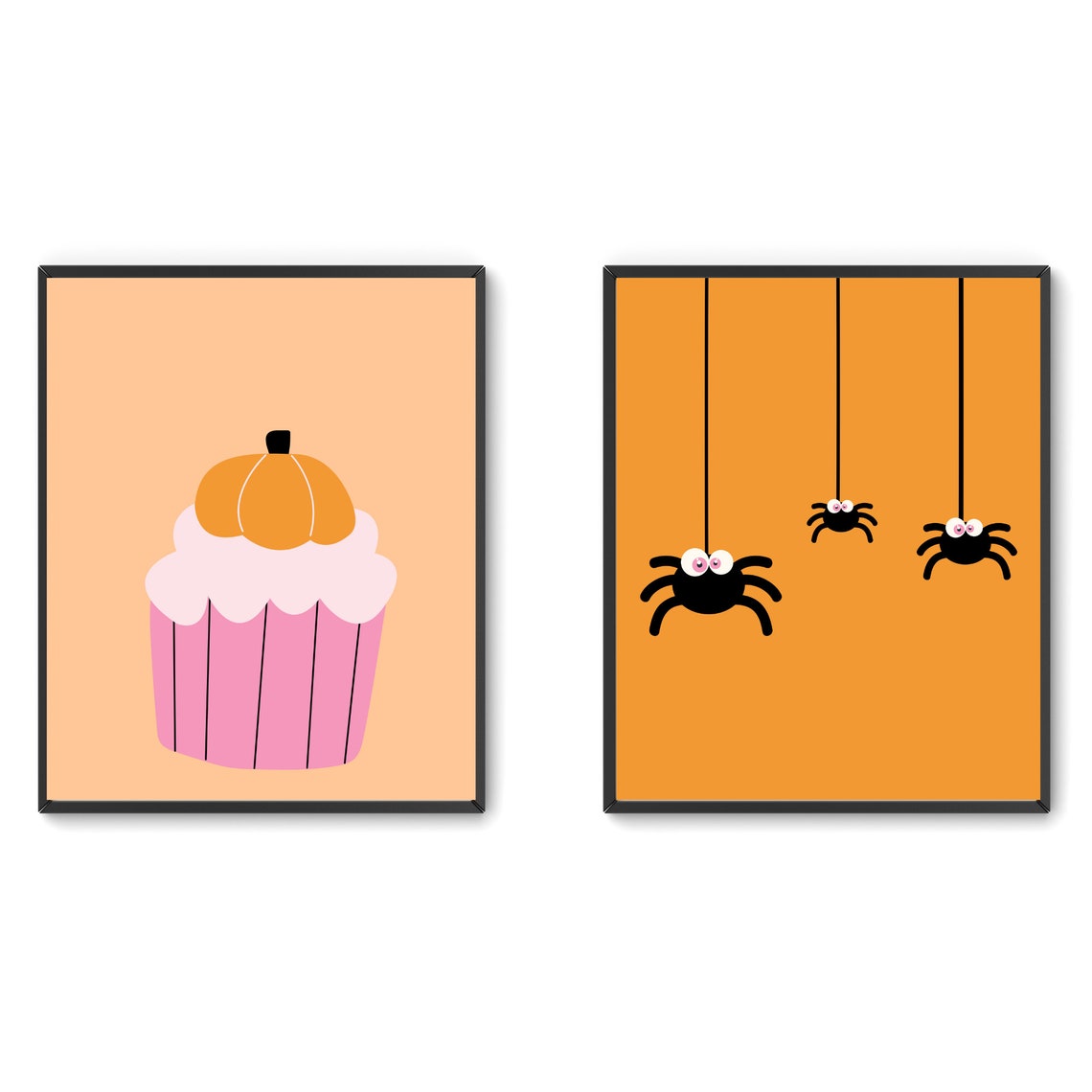Pink and Orange Halloween Print Bundle, Cute Halloween Wall Art, 12 ...