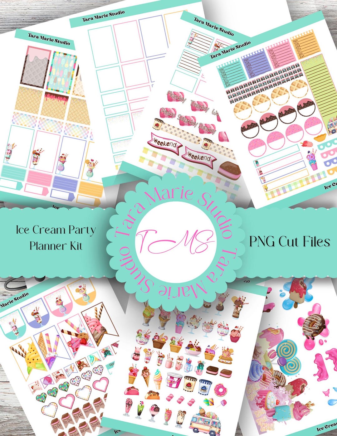 Ice Cream Party Printable Planner Stickers - Etsy