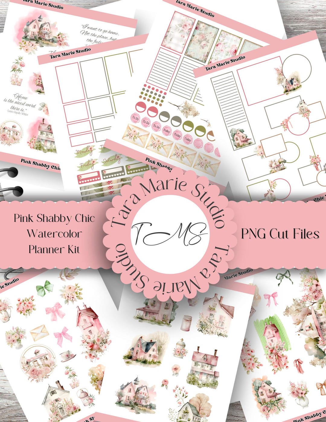 Pink Coquette Shabby Chic Houses Printable Planner Sticker Set - Etsy