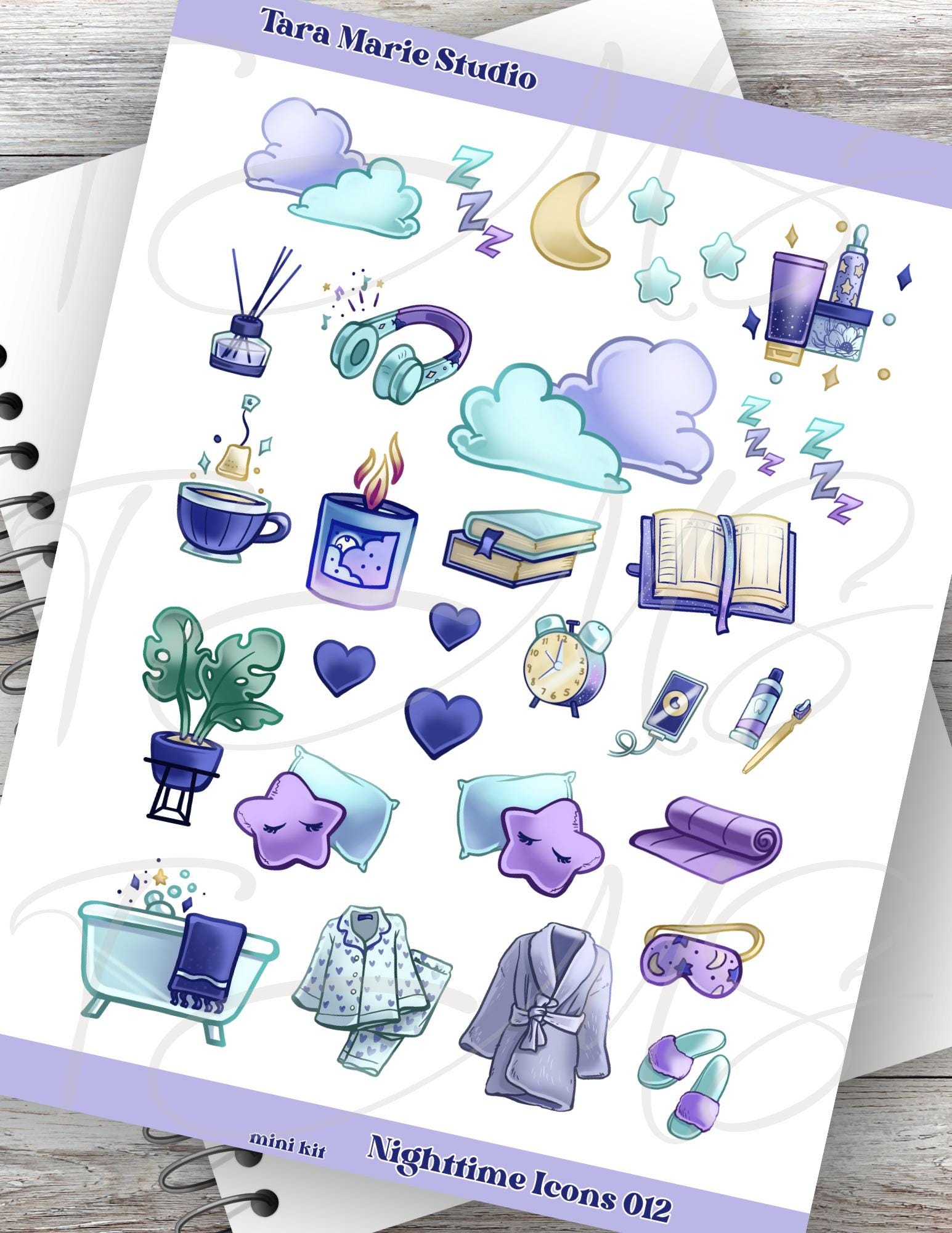 Nighttime Icons Printable Planner Sticker MINI KIT - Etsy