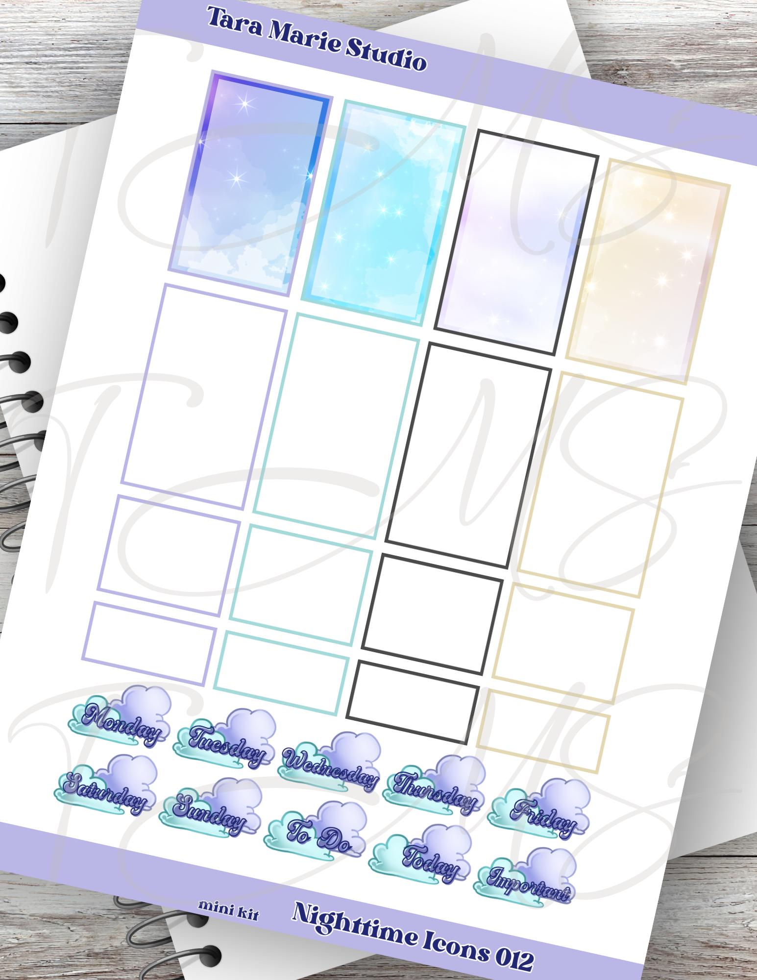 Nighttime Icons Printable Planner Sticker MINI KIT - Etsy