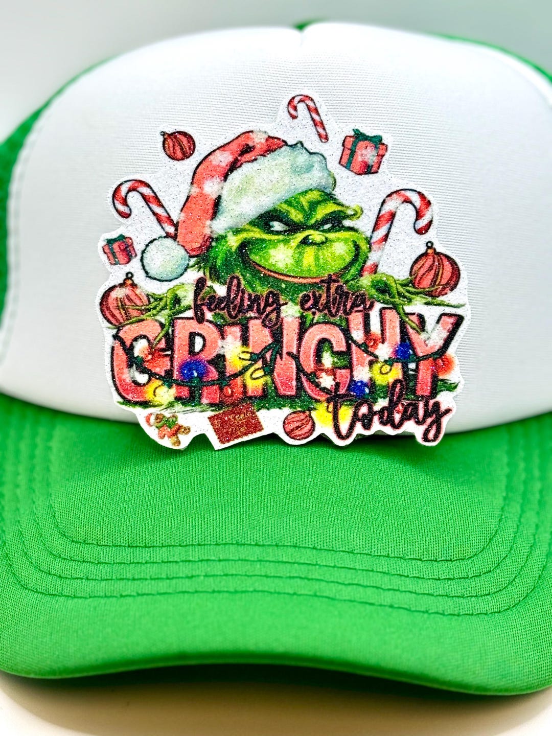 Grinchy Feeling Patch, Grinch, Colorful, Grinch Candy Canes, Santa ...