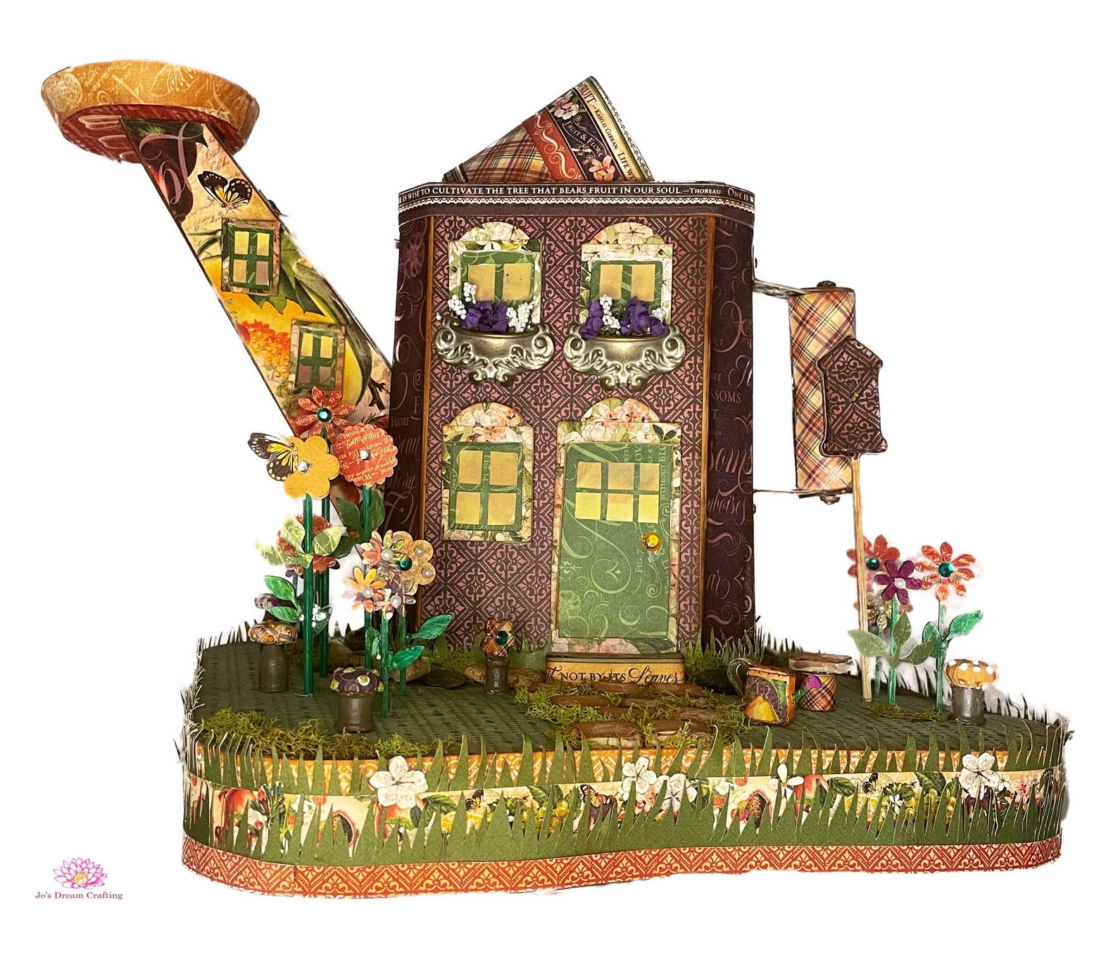 Handcrafted Graphic 45 Fruit and Flora Teapot House Paper Creation With Mini Book - Etsy