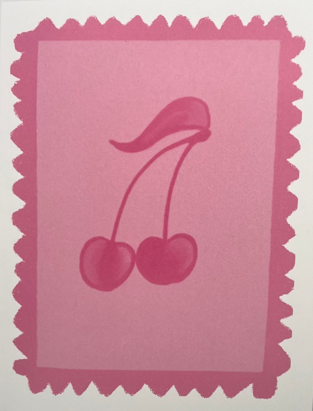 Cherry Stamp Valentine's Day Card - Etsy
