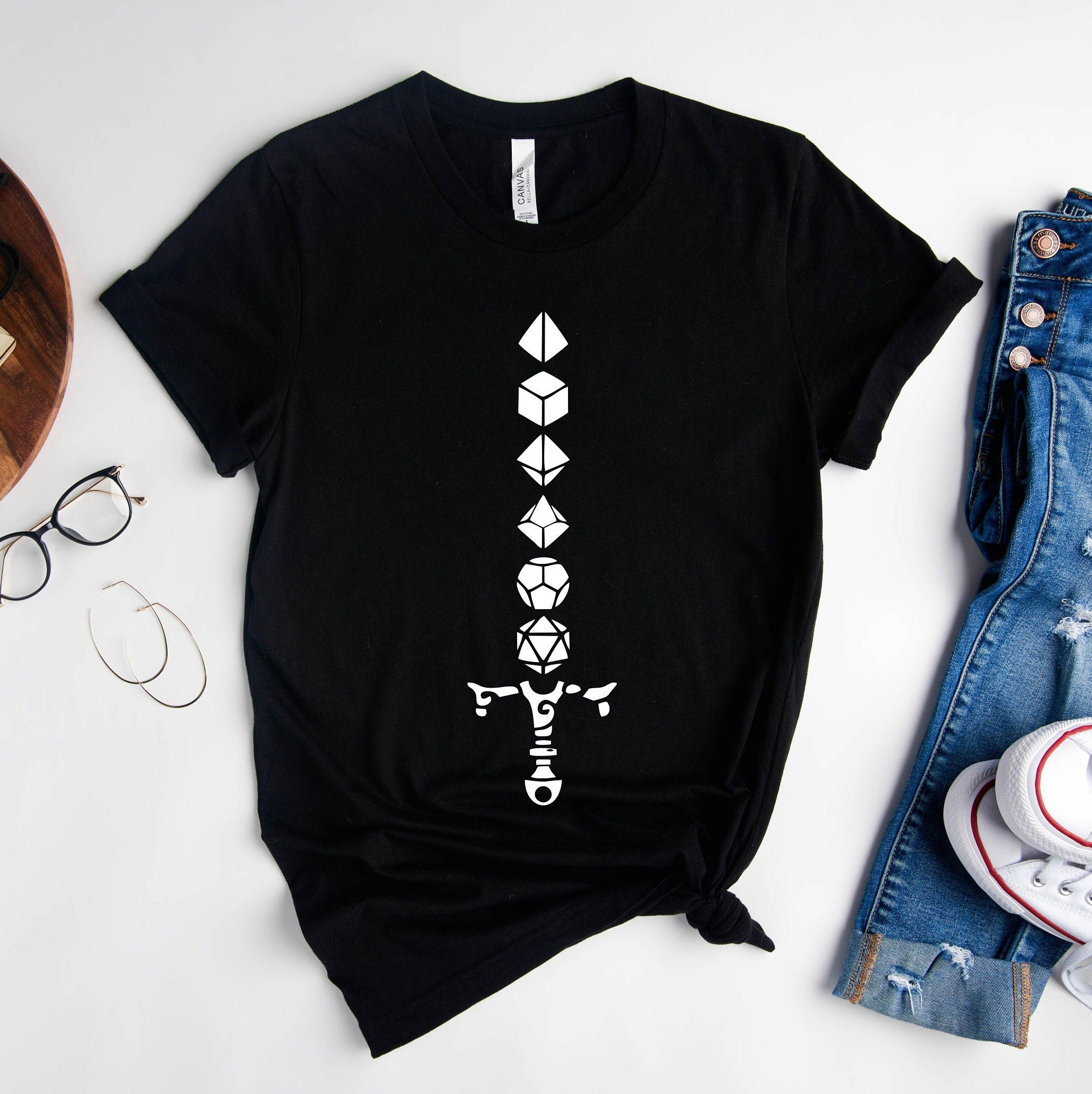 Dnd Sword Shirt, Retro Dnd Dice Funny Shirt, Dungeons and Dragons Shirt ...
