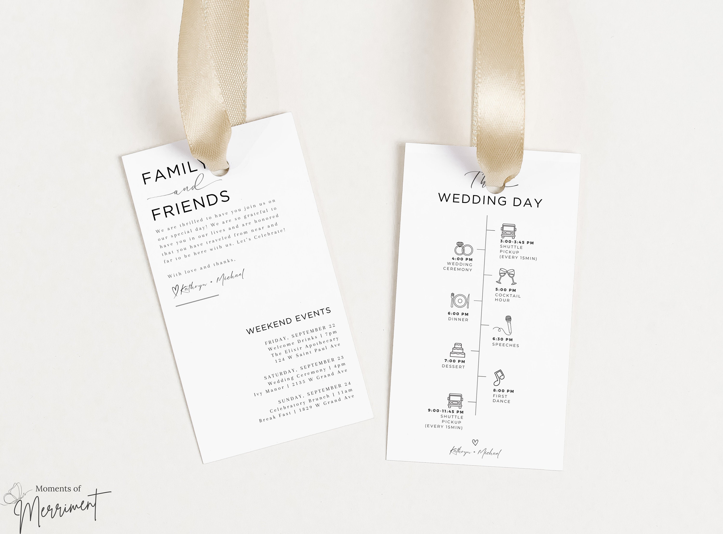 Wedding Hotel Cards Wedding Welcome Bag Tags Modern Wedding Gift Bag ...