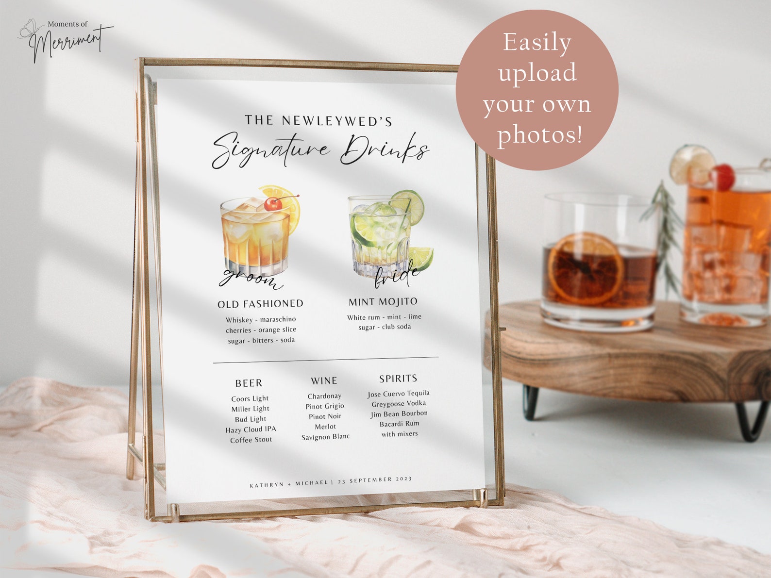 Minimalist Cocktail Menu | Modern Signature Drink Sign | Signature ...