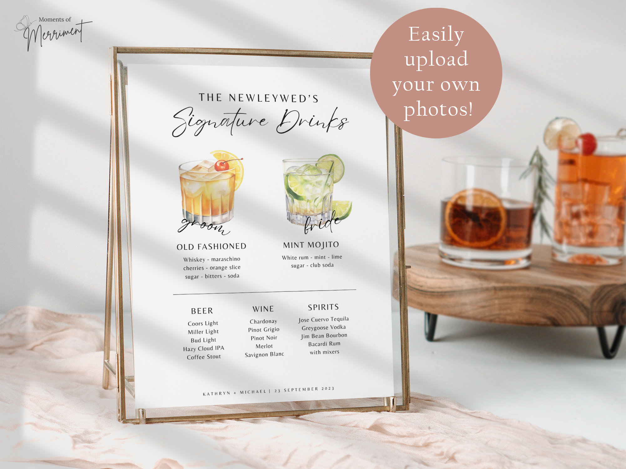Minimalist Cocktail Menu | Modern Signature Drink Sign | Signature ...