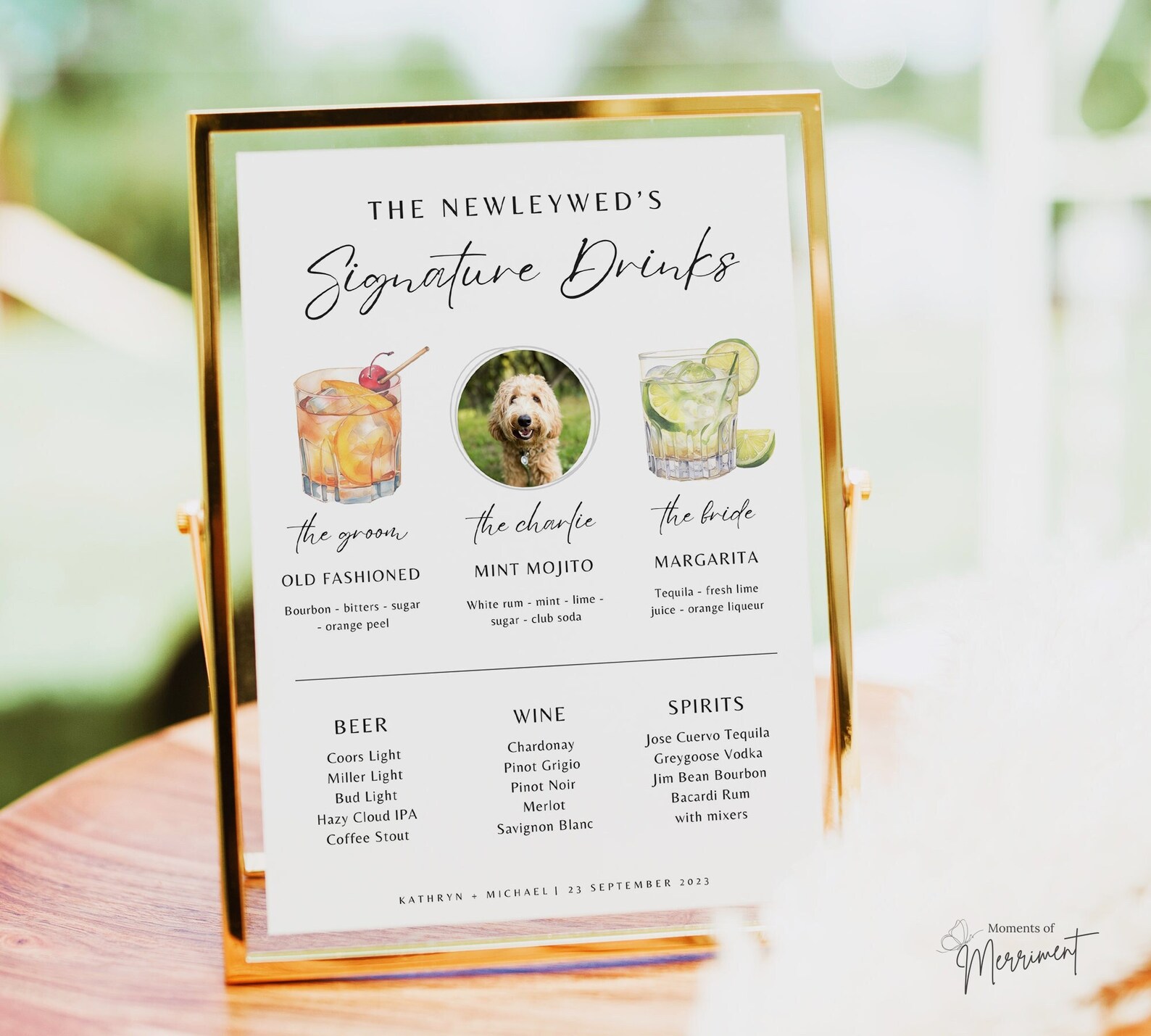 Pet Signature Cocktail Menu | Dog Photo Signature Drink Sign ...